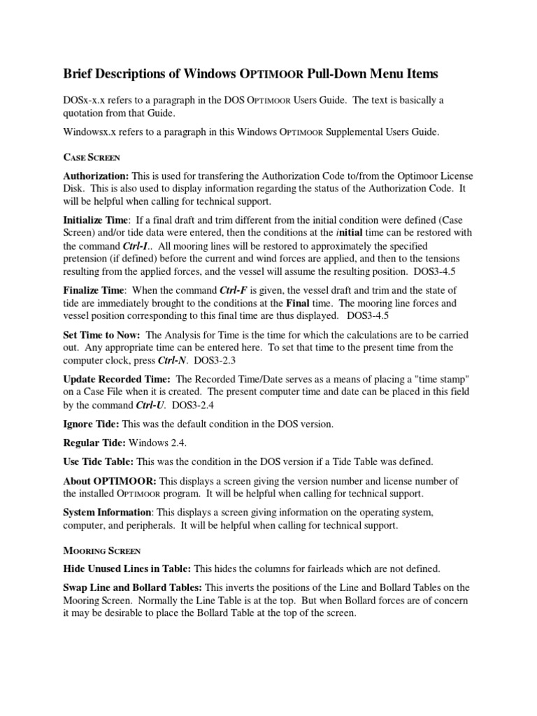 OPTIMOOR Key Commands | PDF | Dos | Wound