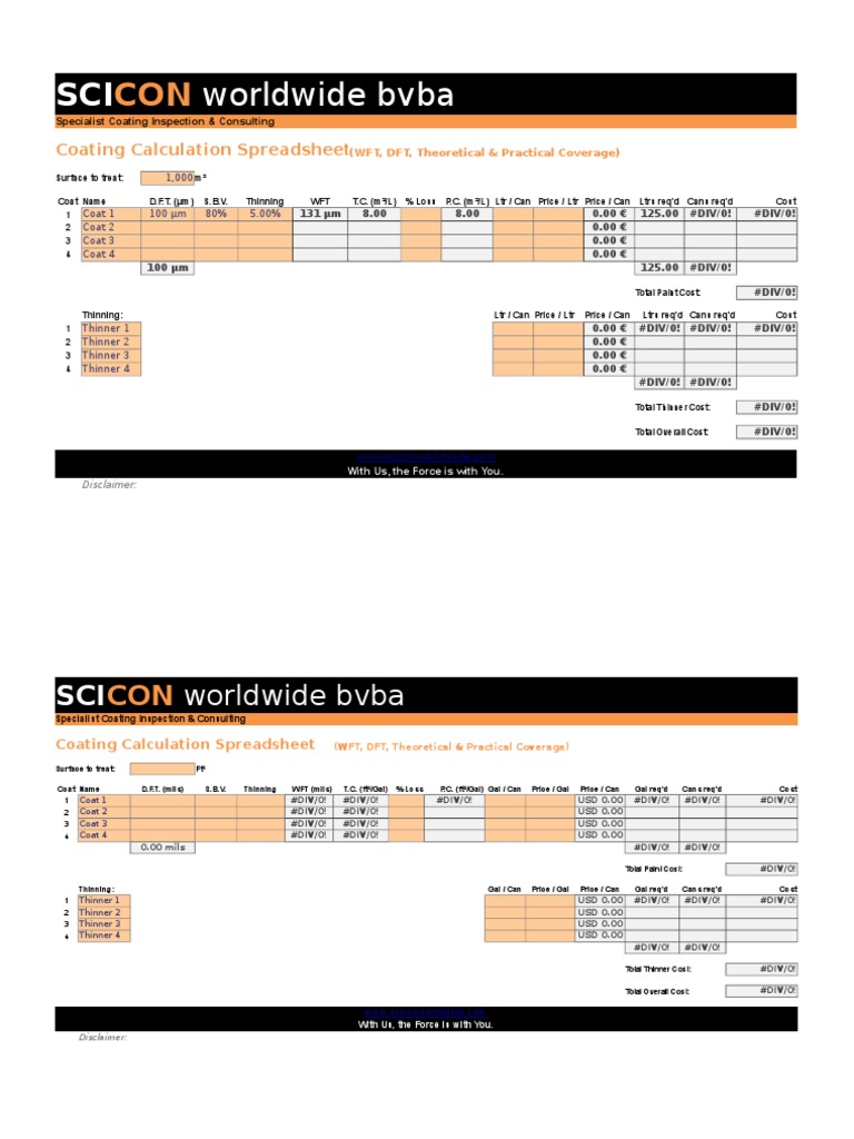 WFT Calculation for Coating Costs | PDF