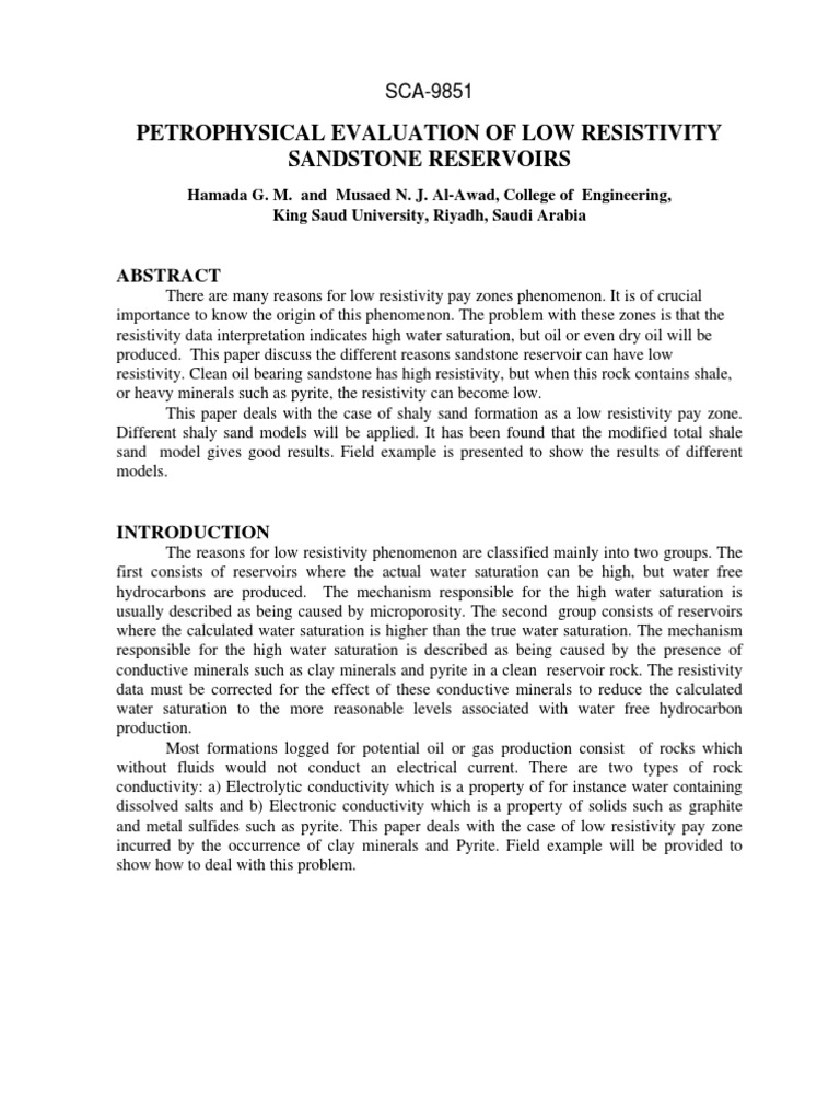 Petrophysics of Low Resistivity Reservoir | PDF