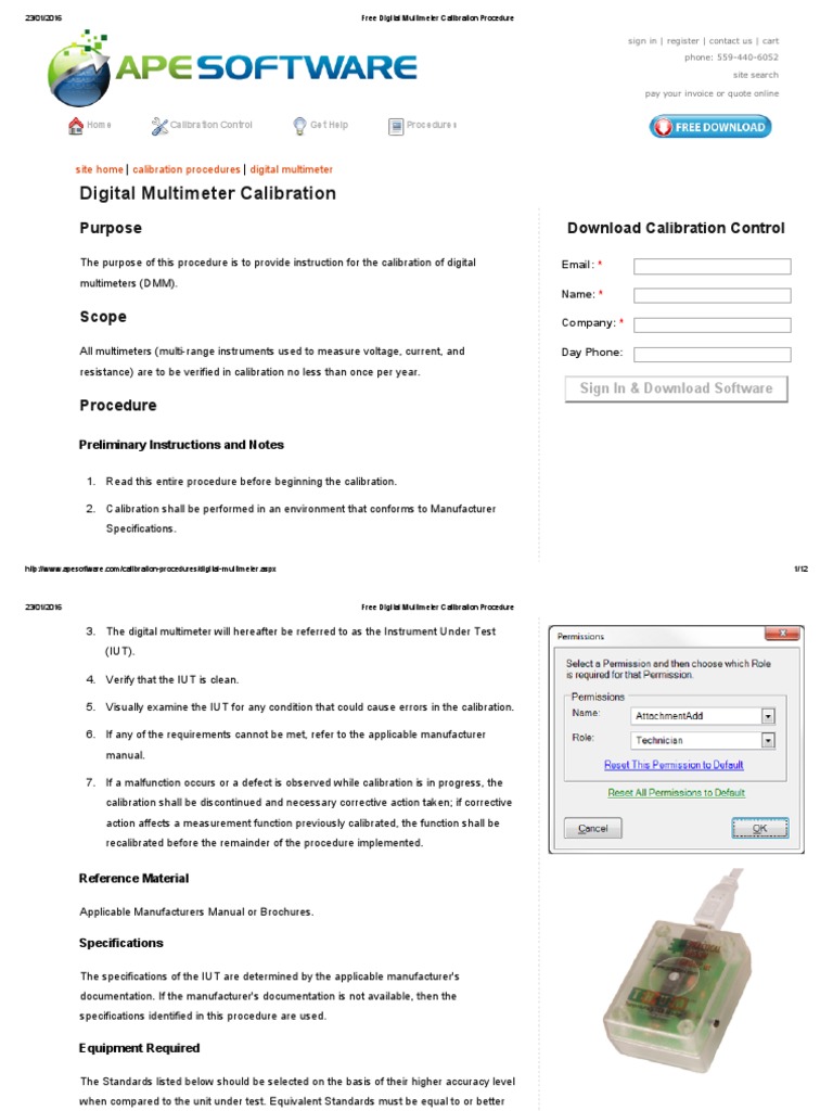 Free Digital Multimeter Calibration Procedure | PDF | Calibration ...
