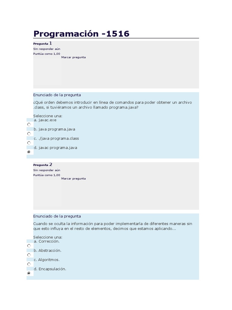 Test Programación1 | PDF | Java (lenguaje de programación) | Compilador