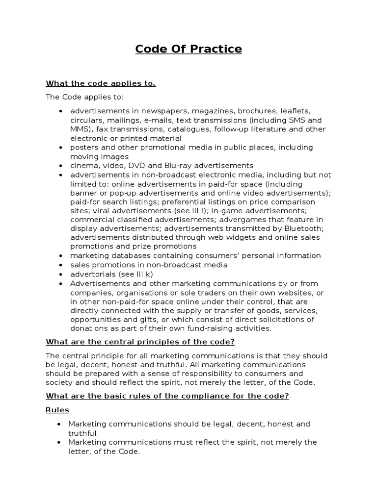 Codes of Practice | PDF | Marketing Communications | Charitable ...