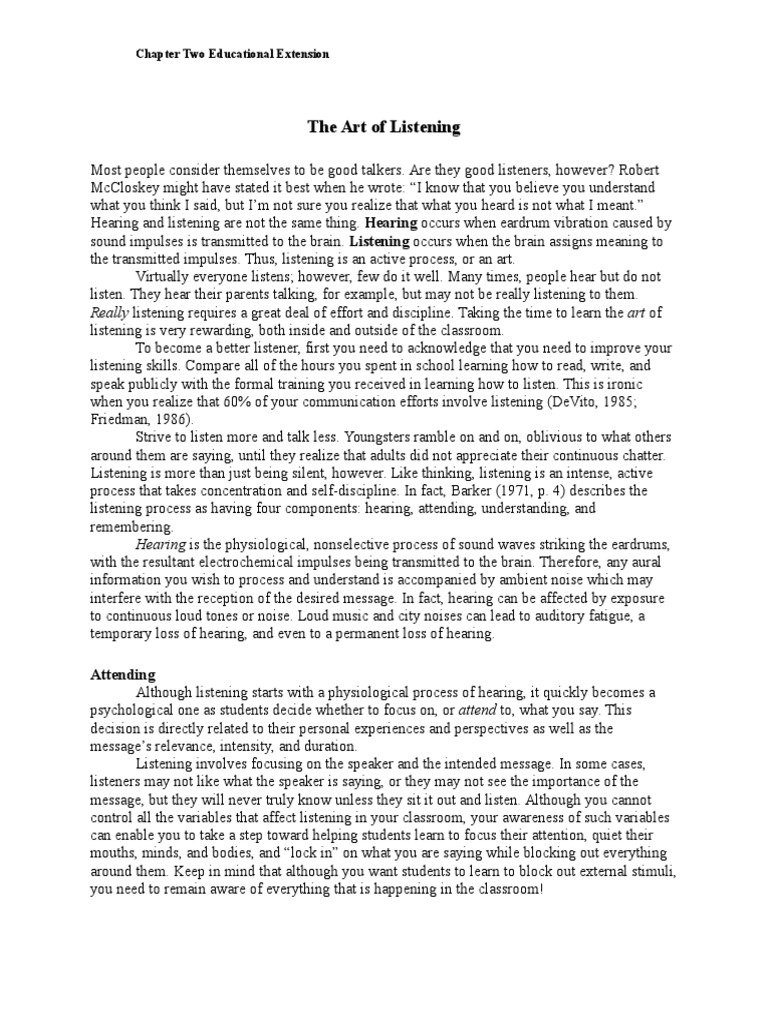 The Art of Listening | PDF | Nonverbal Communication | Mental Processes