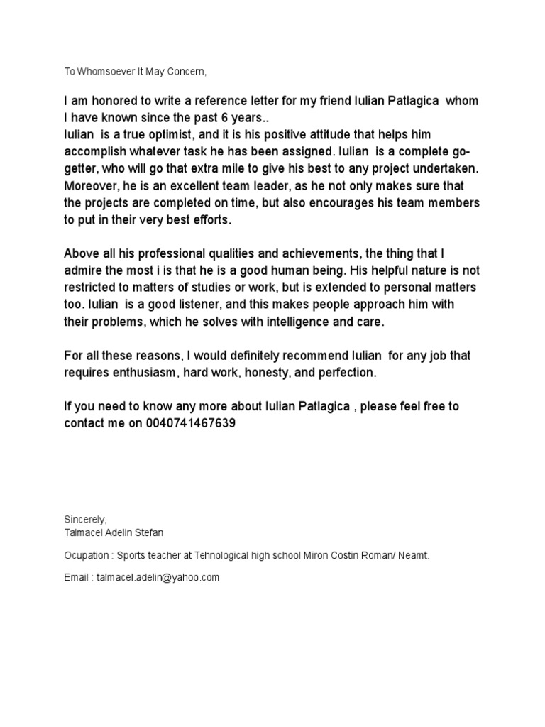 A Glowing Recommendation: Iulian Patlagica's Positive Attitude ...