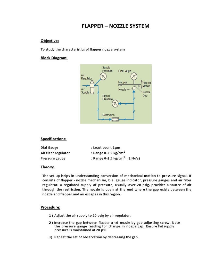Flapper Nozzle System | PDF | Pounds Per Square Inch | Pressure Measurement