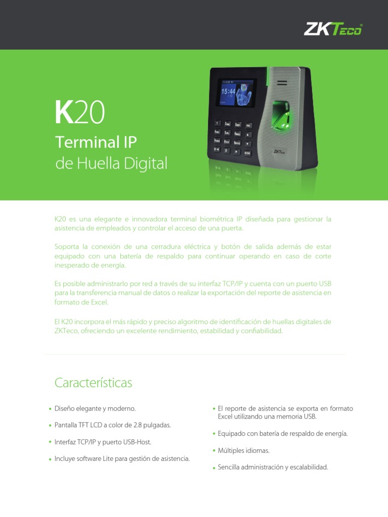 ZKTeco K20 | PDF