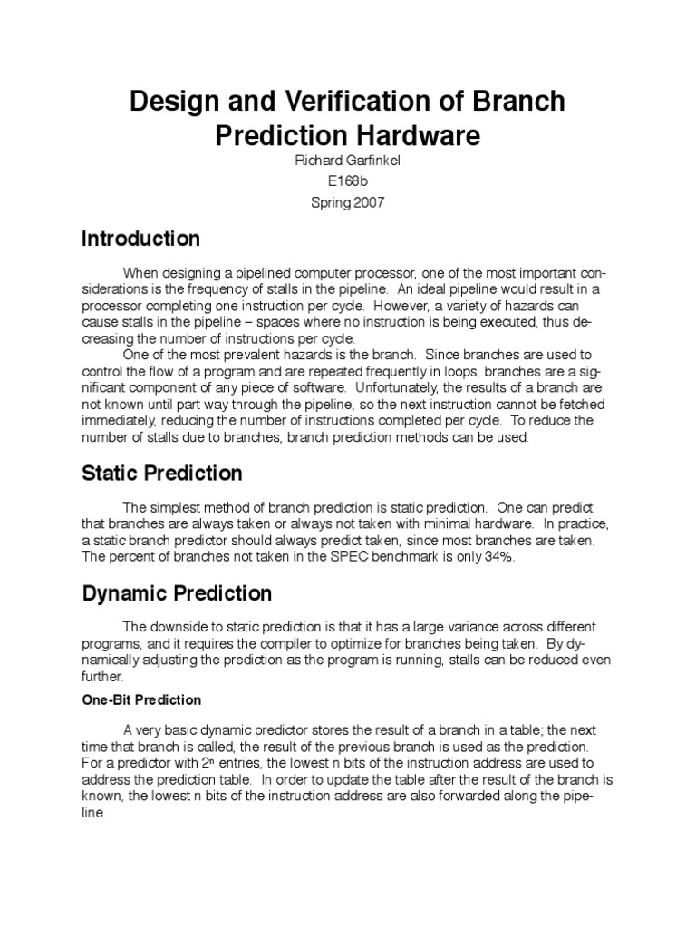 Branch Prediction | PDF | Digital Electronics | Central Processing Unit