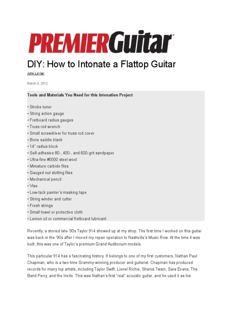 Acoustic Guitar Intonation Guide | PDF | Guitars | European Musical ...