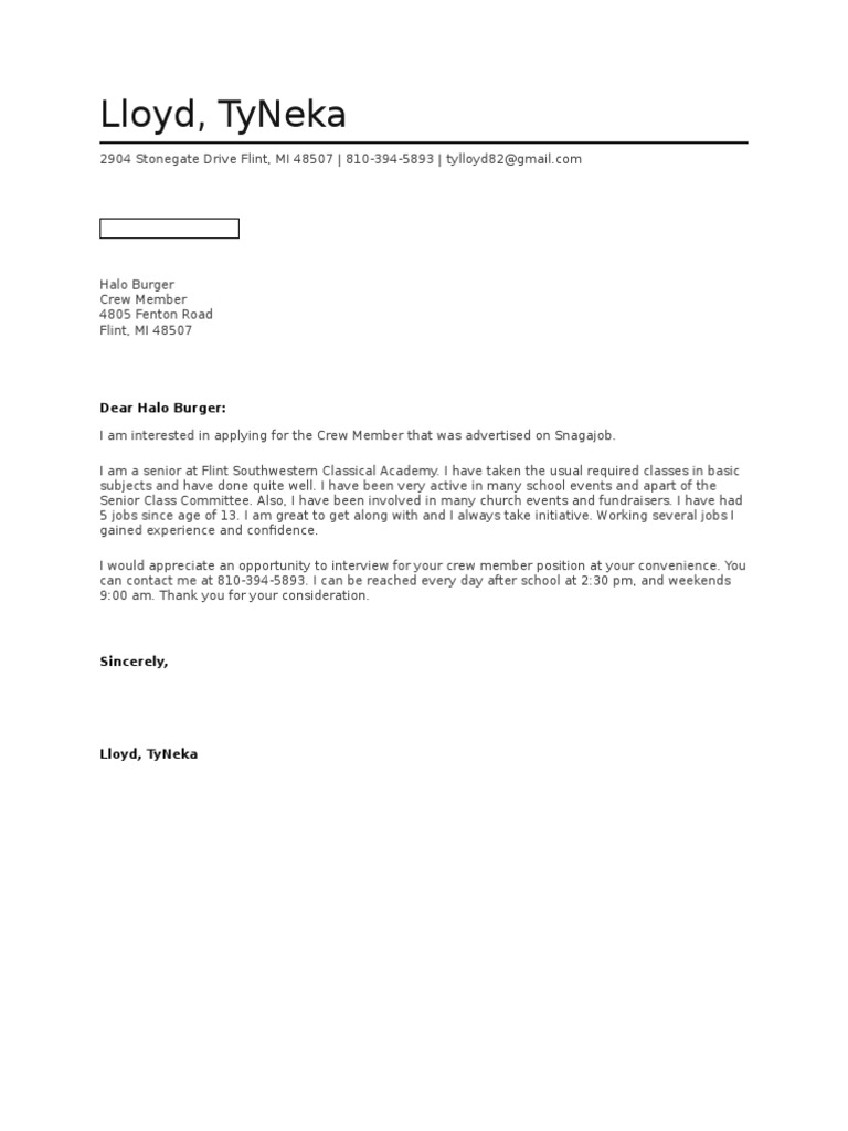 Cover Letter | PDF | Lifestyle