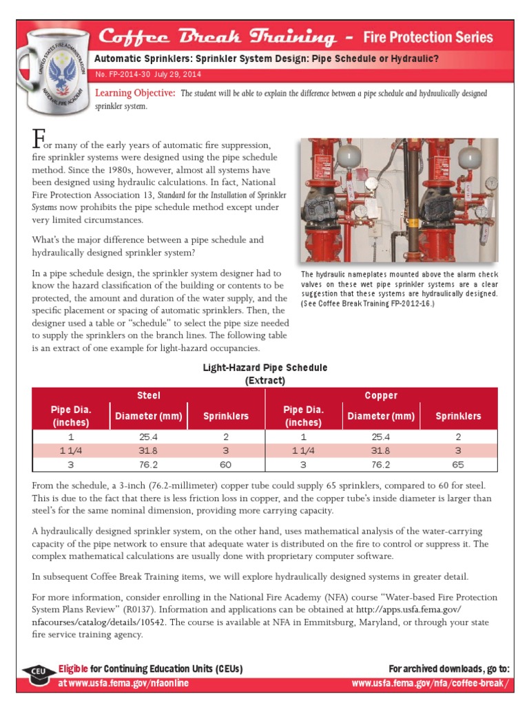 Examples Of A Fire Sprinkler System Pipe Schedule