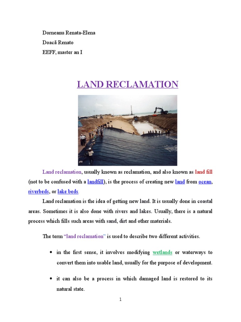 Land Reclamation | PDF | Natural Environment | Earth Sciences