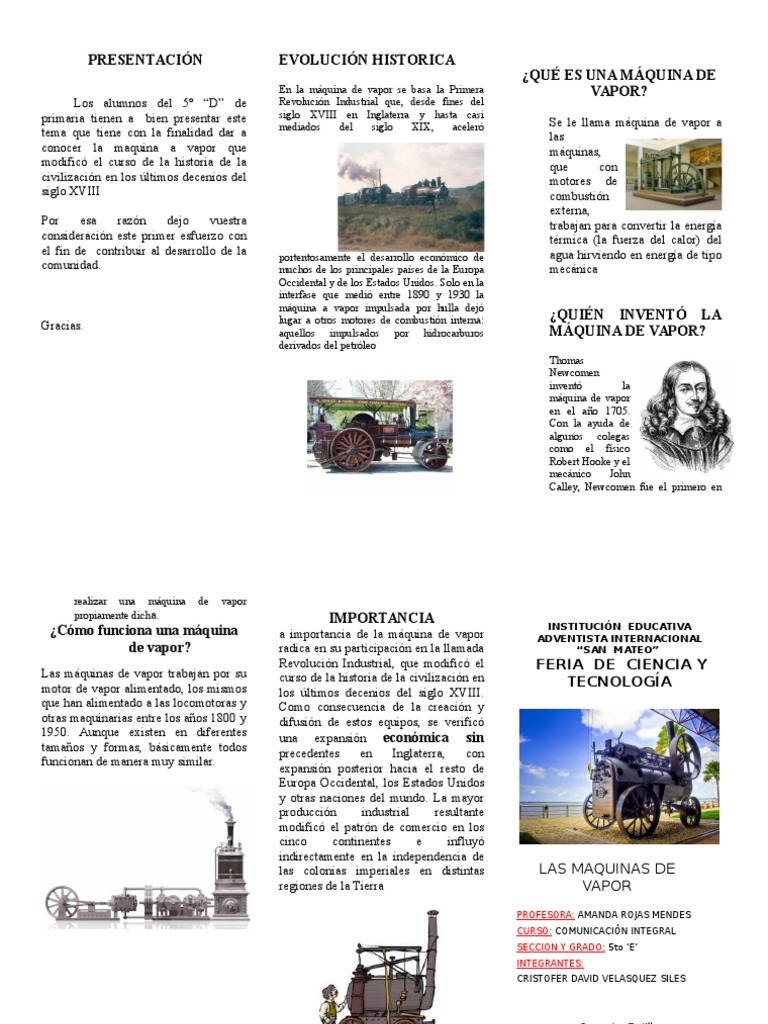 TRIPTICO Maquinas A Vapor | PDF | Arte