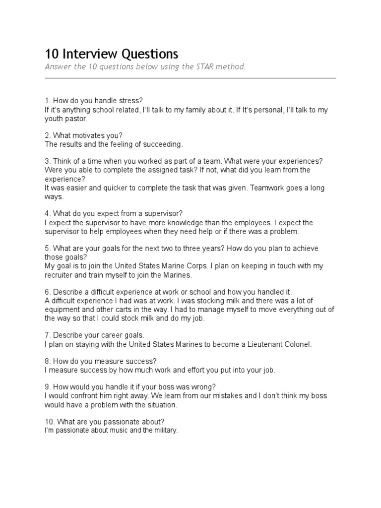 STAR Method Interview Questions Guide | PDF | Wellness