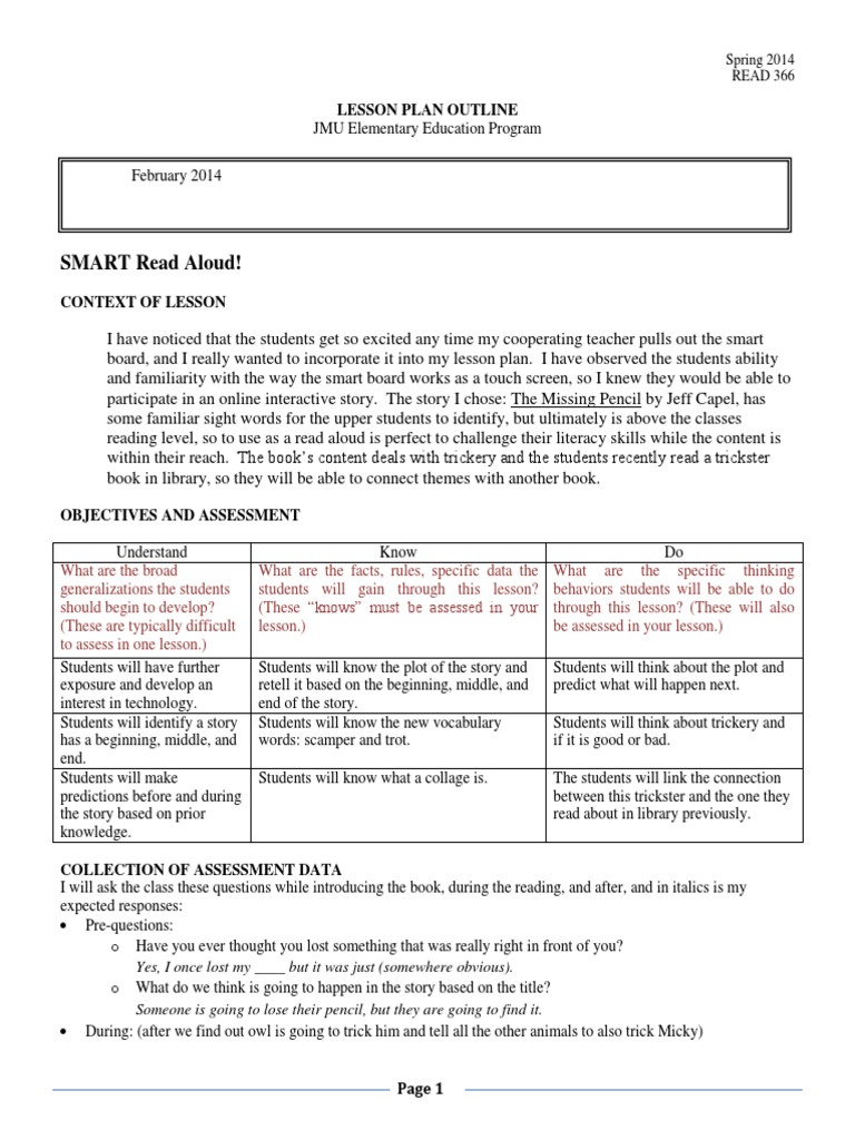 Read Aloud Lesson Plan | PDF | Reading Comprehension | Lesson Plan