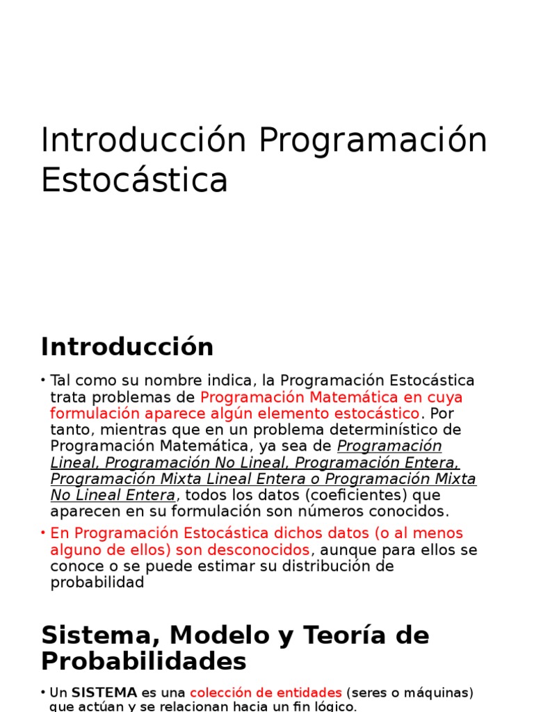 Programación Estocástica | PDF | Variable aleatoria | Estocástico