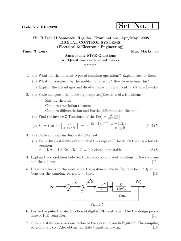 Digital Control Systems Exam 2008 | PDF | Control Theory | Systems Theory