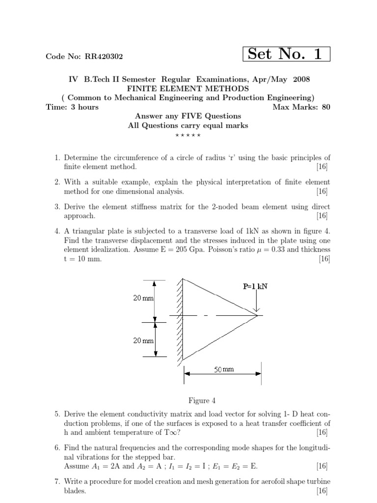 rr420302 Finite Element Methods | PDF | Finite Element Method | Matrix (Mathematics)