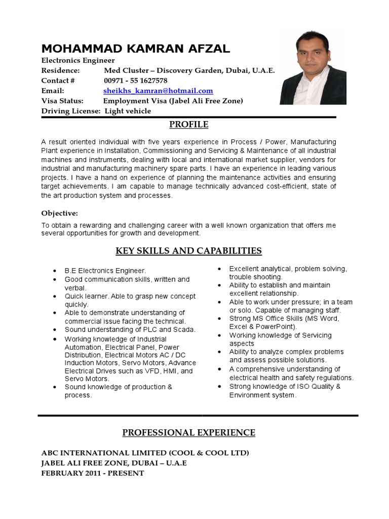 Mohammad Kamran Resume | PDF | Programmable Logic Controller | Machines