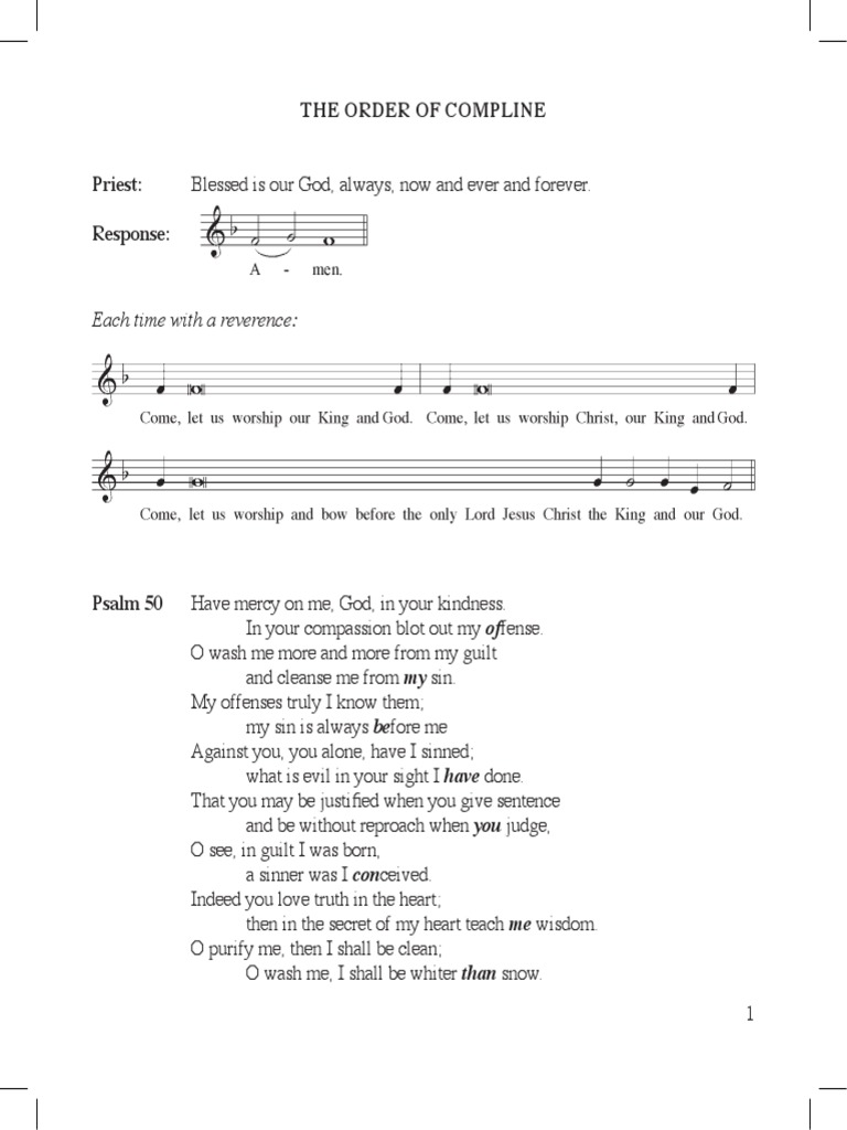 Small Compline | PDF | Mercy | Glory (Religion)