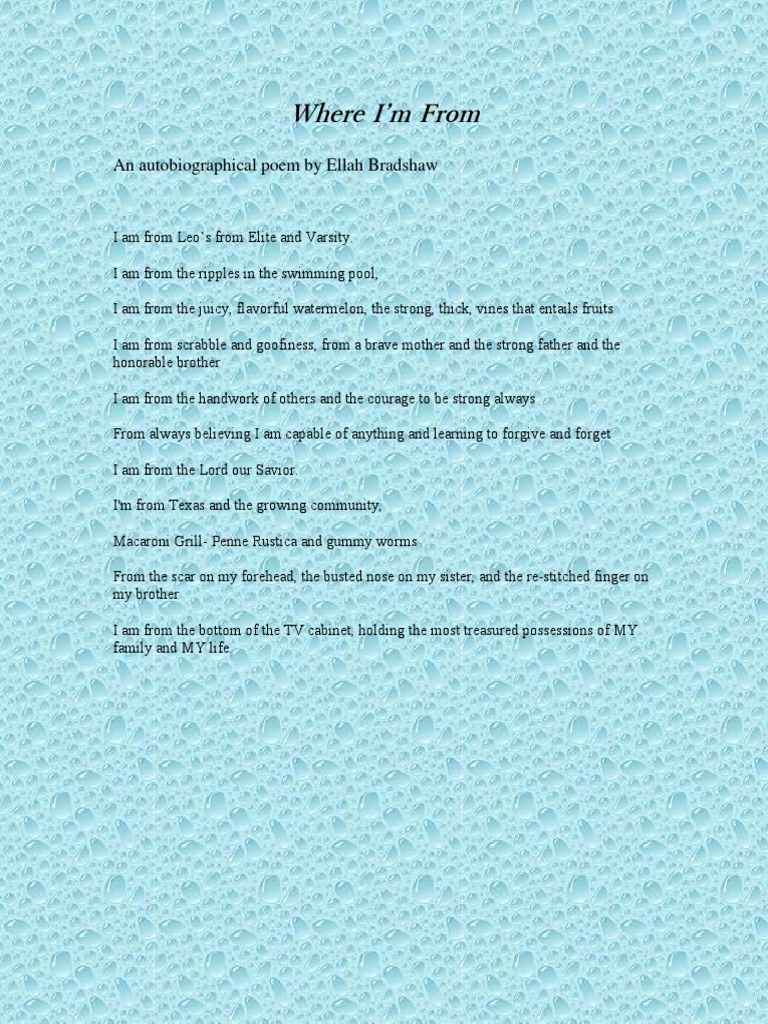 Where Im From Poem | PDF