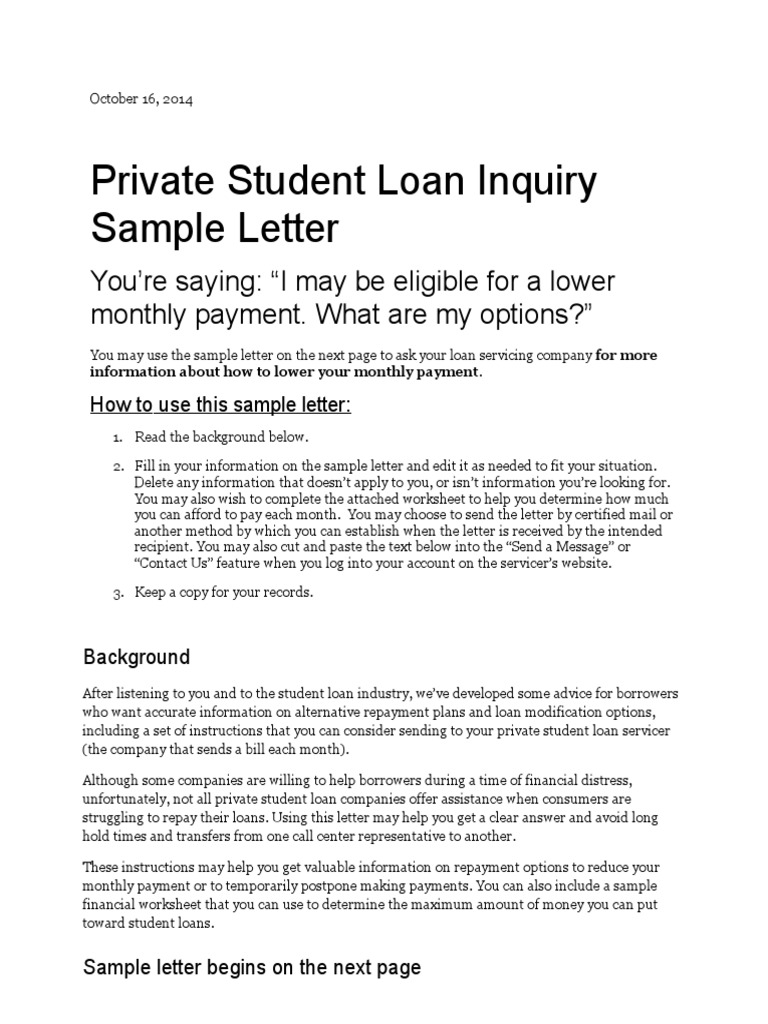 201410 Cfpb Students Sample-letter | Student Loan | Loans