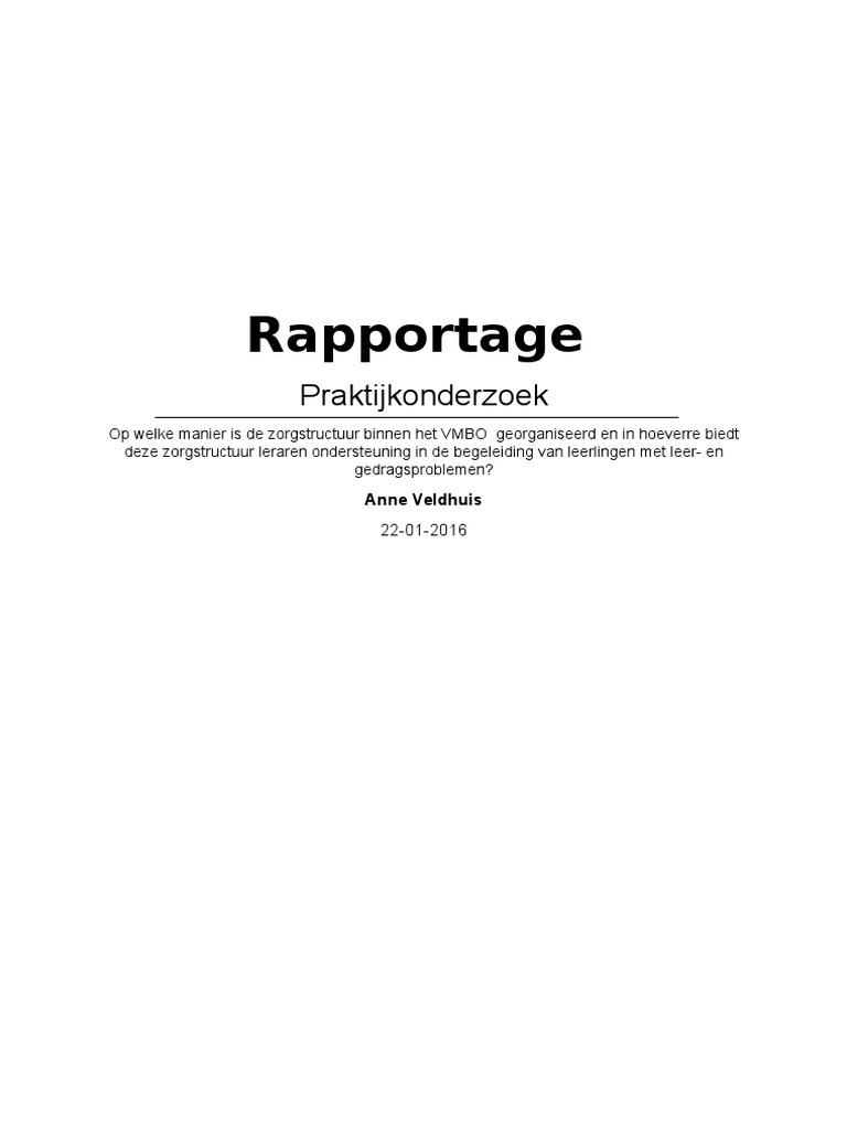 Rapportage Practijkonderzoek | PDF