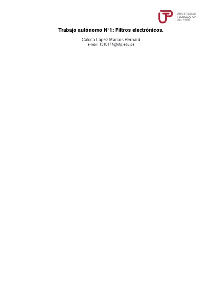 Filtros Basicos (Señales Electricas) | PDF | Filtro electronico ...