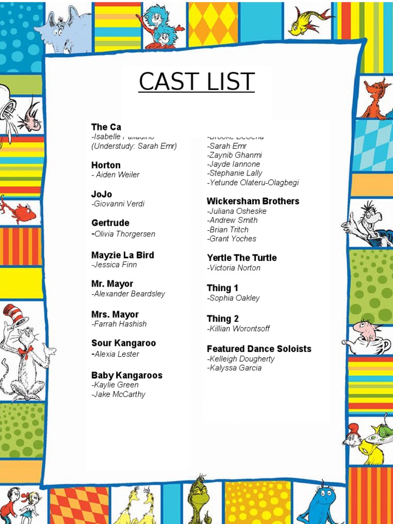 Seussical Cast List | PDF