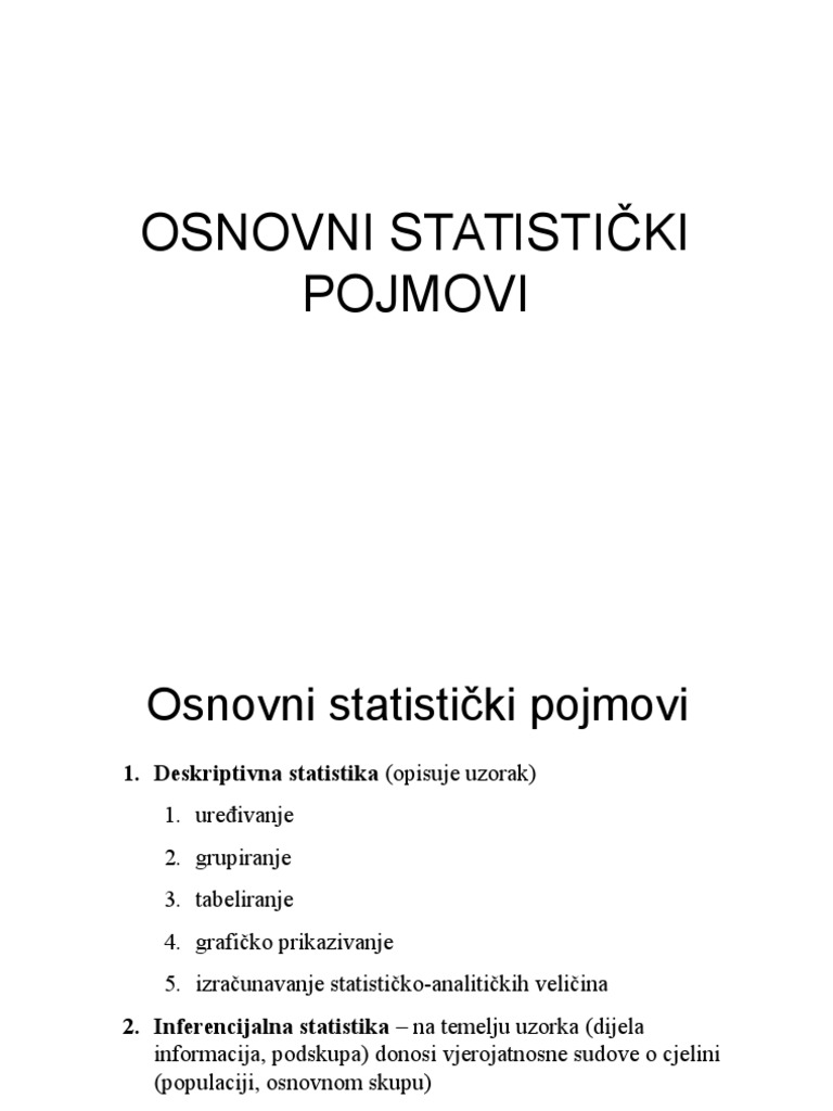 Osnovni Statisticki Pojmovi | PDF