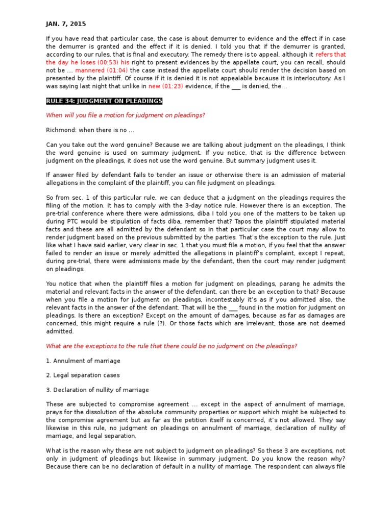 Civil Procedure RULE 34-36 | PDF | Pleading | Summary Judgment