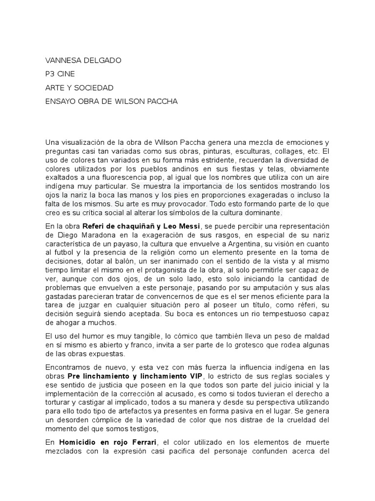 Ensayo Obra de Wilson Paccha | PDF | Escultura