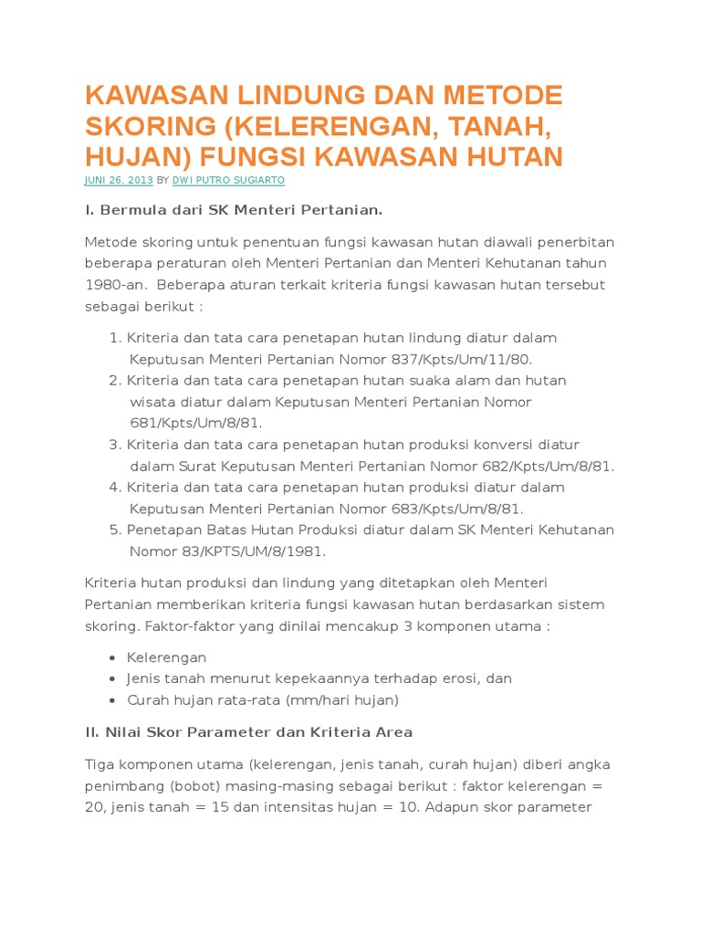Kawasan Lindung Dan Metode Skoring | PDF