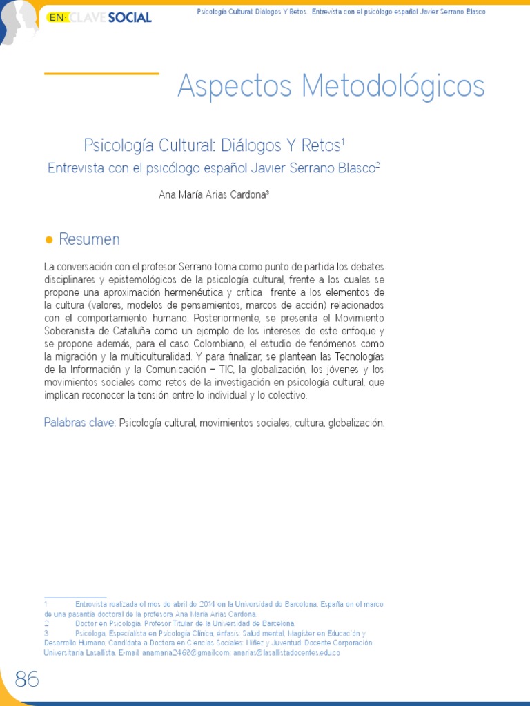 Entrevista Psicologia Cultural | PDF | Paradigma | Subjetividad