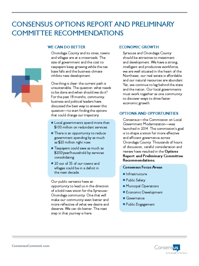 Consensus Report 2-Page Brief | PDF | Governance | Consensus Decision ...