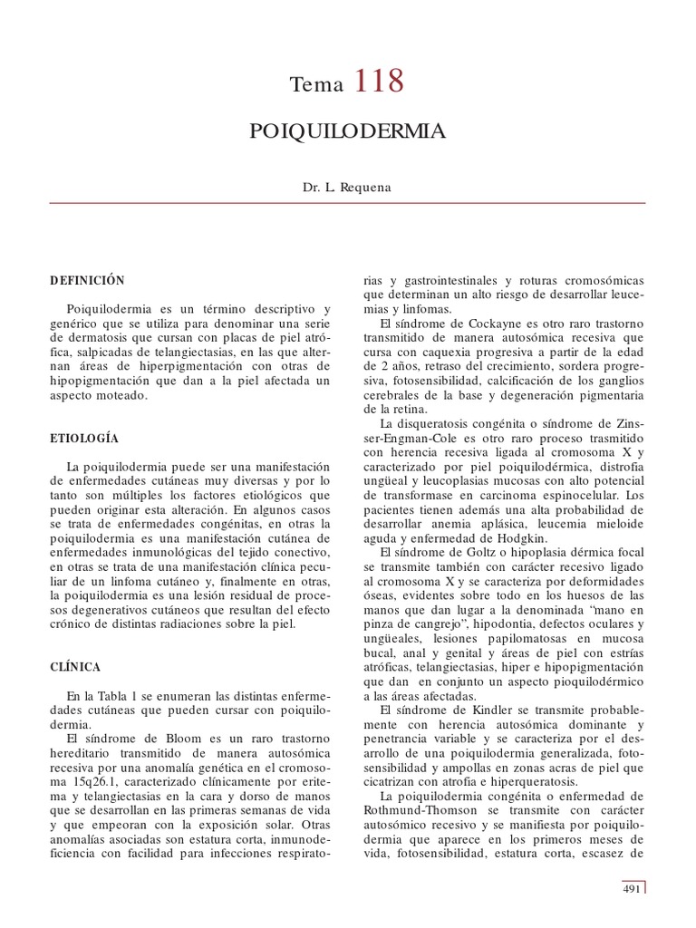 Definición y características de poiquilodermia | PDF | Condiciones ...