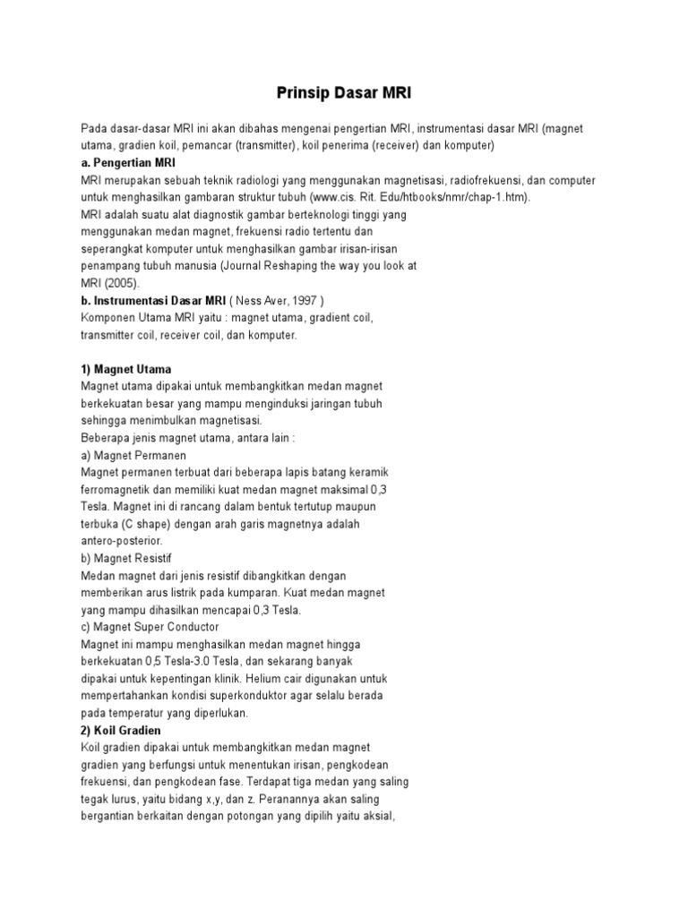Prinsip Dasar MRI | PDF
