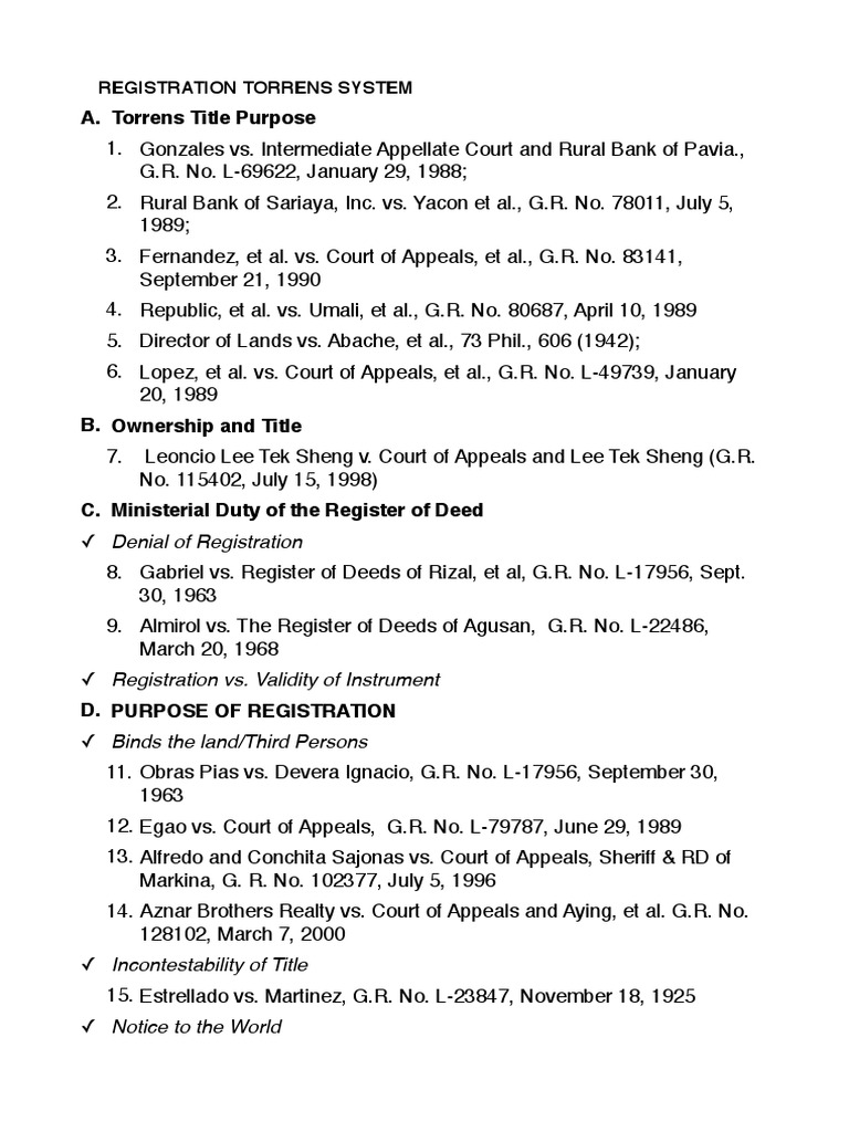 Cases in Land Registration (List) | PDF | Civil Law (Common Law ...