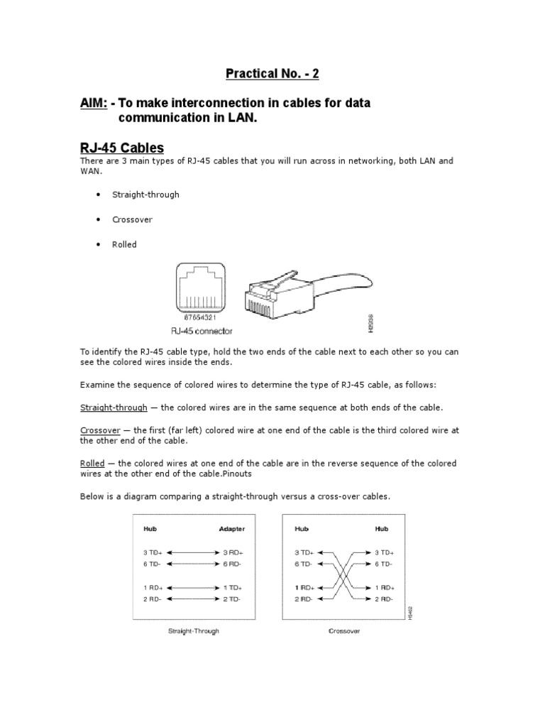 RJ-45 Cables: Practical No. - 2 AIM: - To Make Interconnection in ...