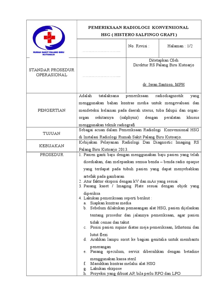 23.08.01.12 SPO Radiologi Konvensional HSG | PDF | Sains & Matematika