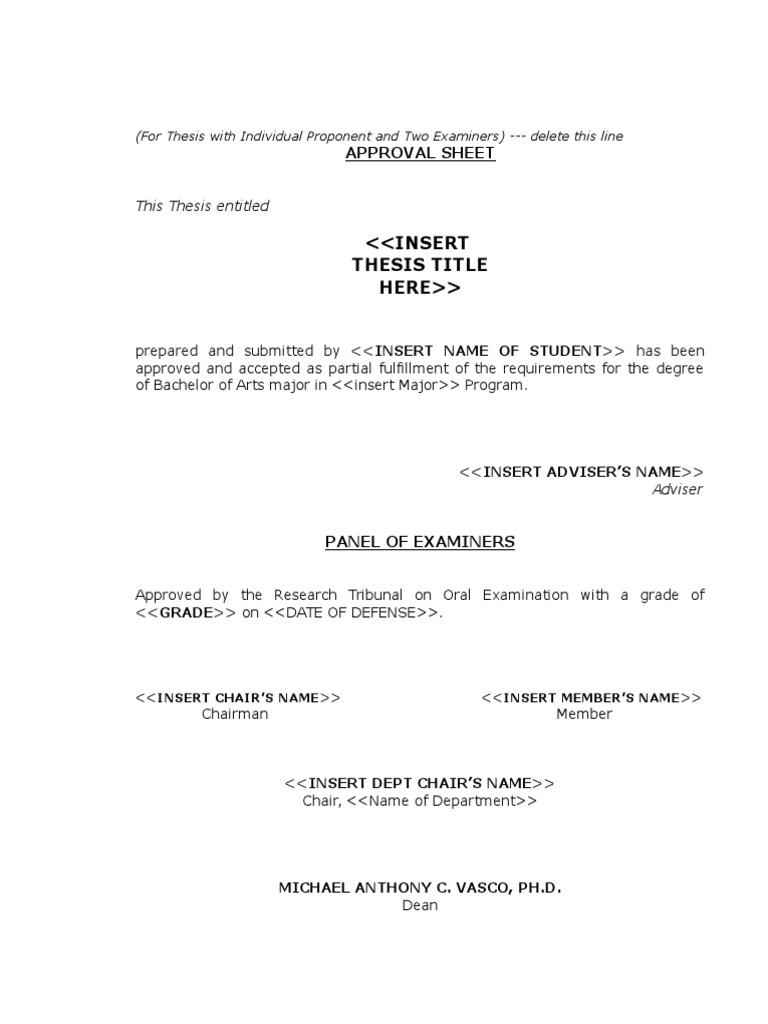 Thesis Approval Sheet Template | PDF