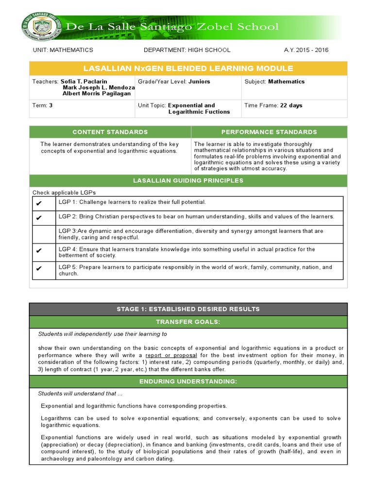 Exponential and Logarithmic Functions | PDF | Logarithm | Exponentiation