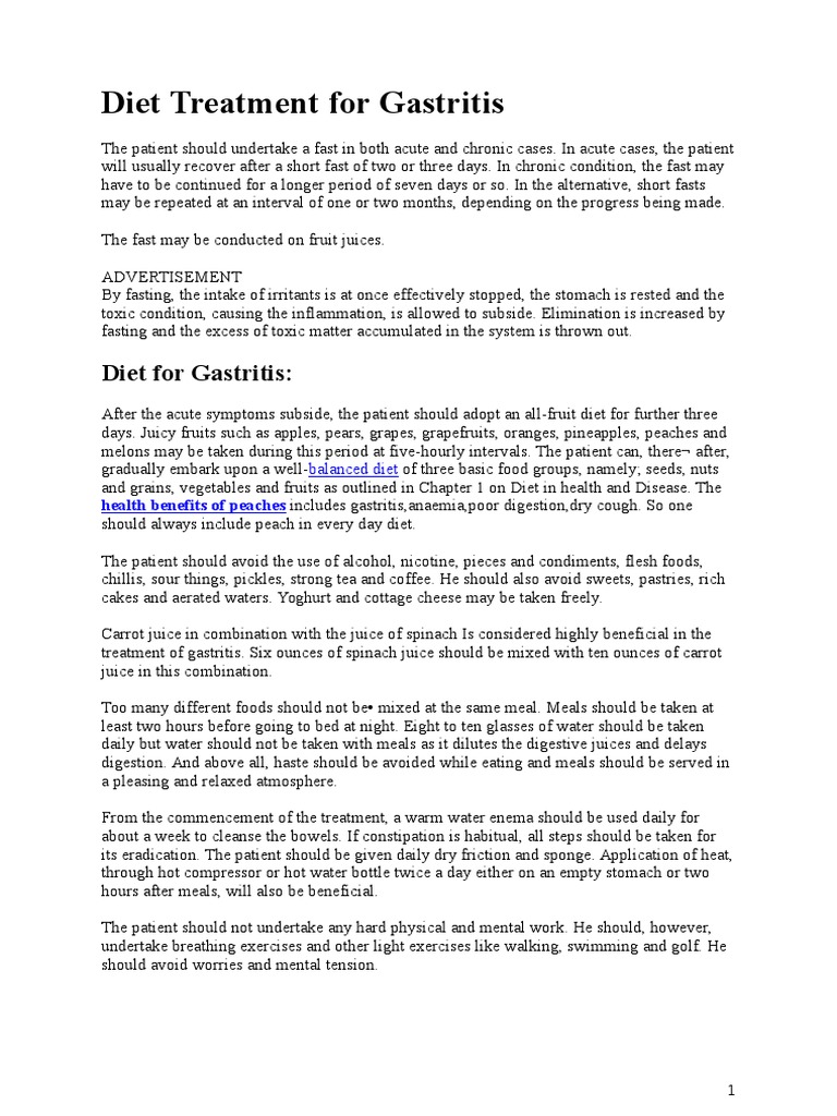 Gastritis Diet Guide | PDF | Healthy Diet | Dieting