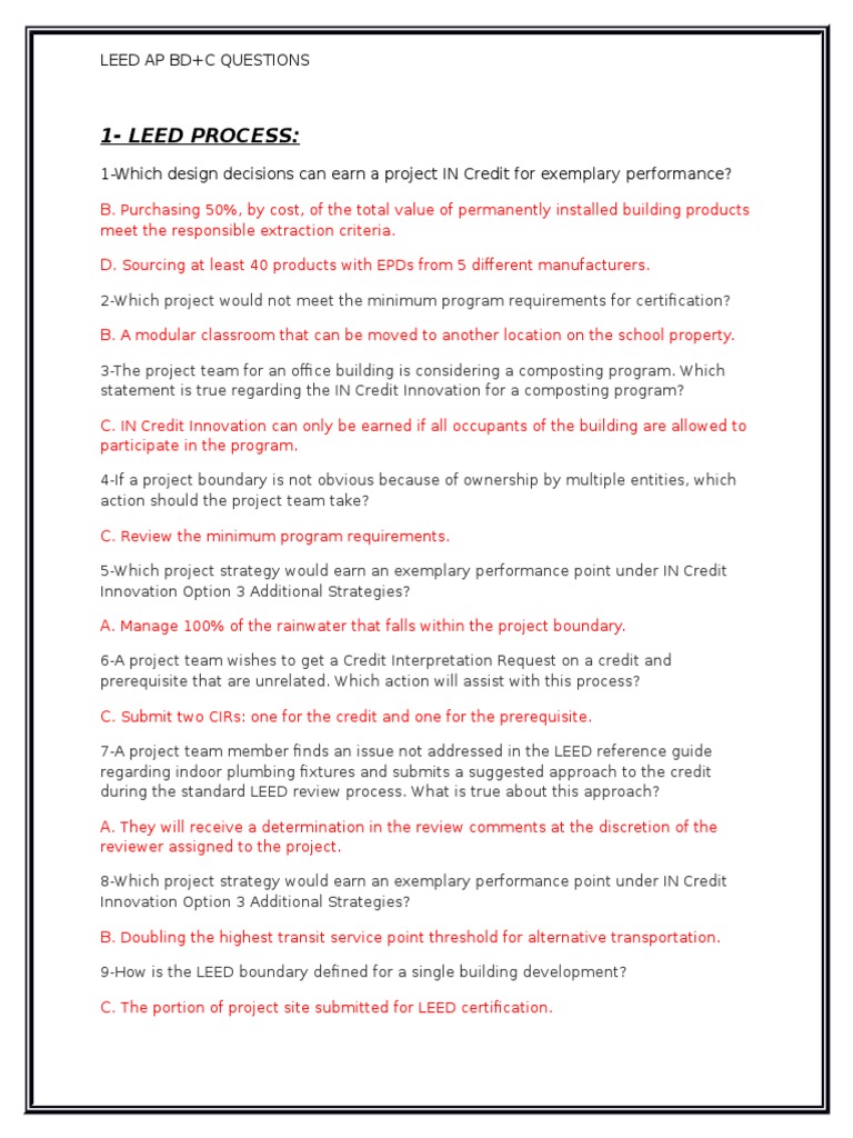 Leed Exam - AP BD+C | PDF