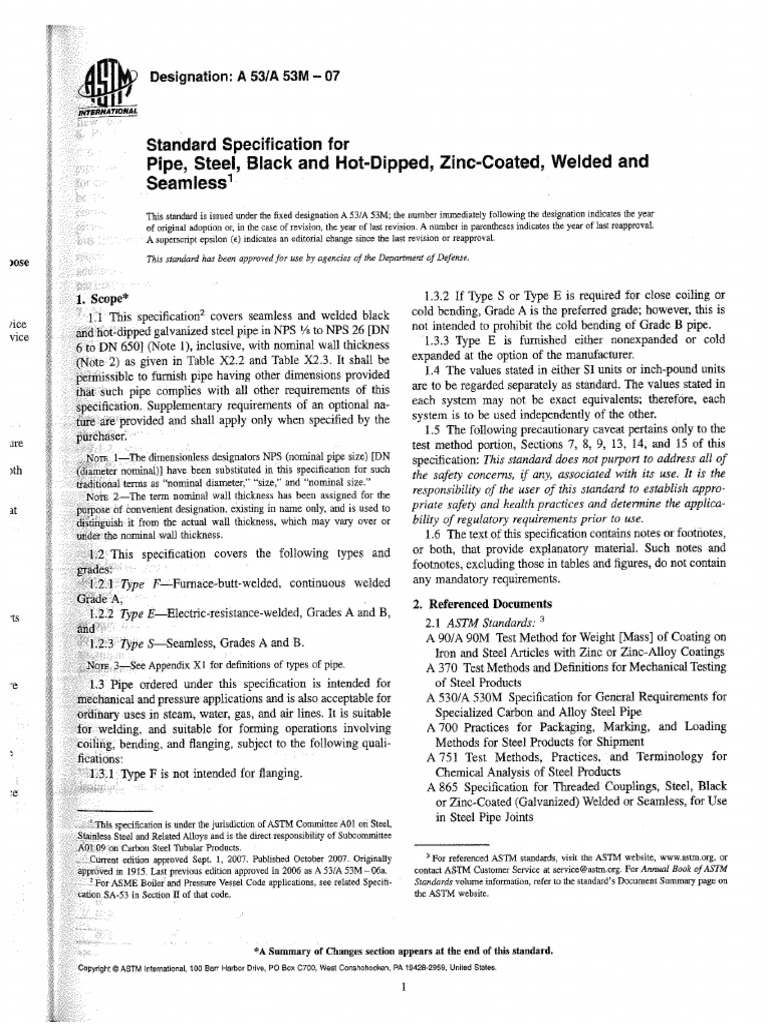 Astm A53-07 | PDF