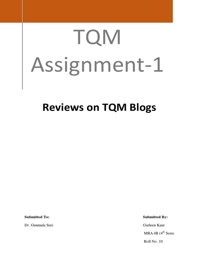 TQM Assignment | PDF | Meal | Leadership