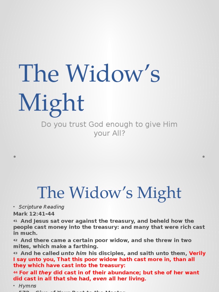 The Widow S Might Do You Trust God Enough To Give Him Your All Pdf
