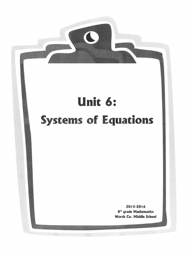 8th Math Unit 6 Systems of Equations | PDF