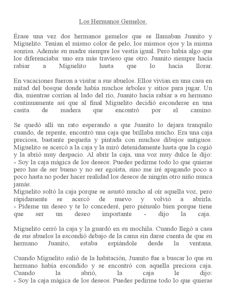 Los gemelos y la caja mágica | PDF | Ocio | Entretenimiento (general)