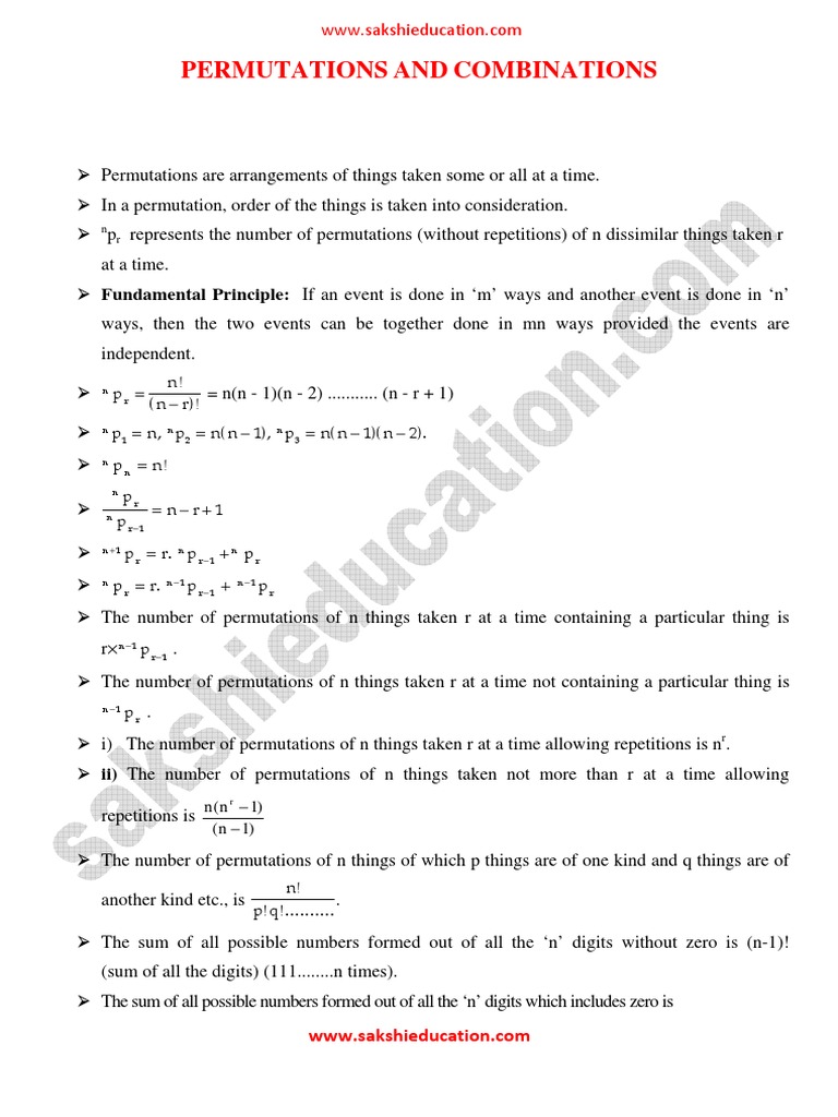 Permutations And Combinations Pdf Consonant Permutation