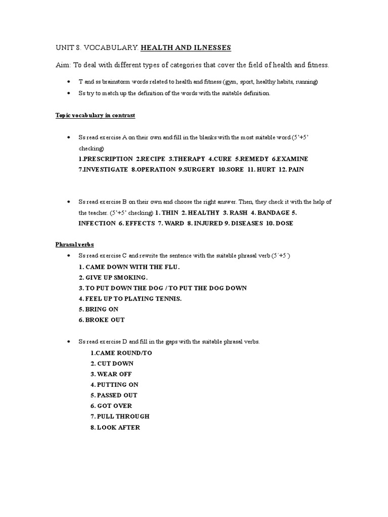 Understanding Health and Fitness: A Comprehensive Vocabulary Lesson ...